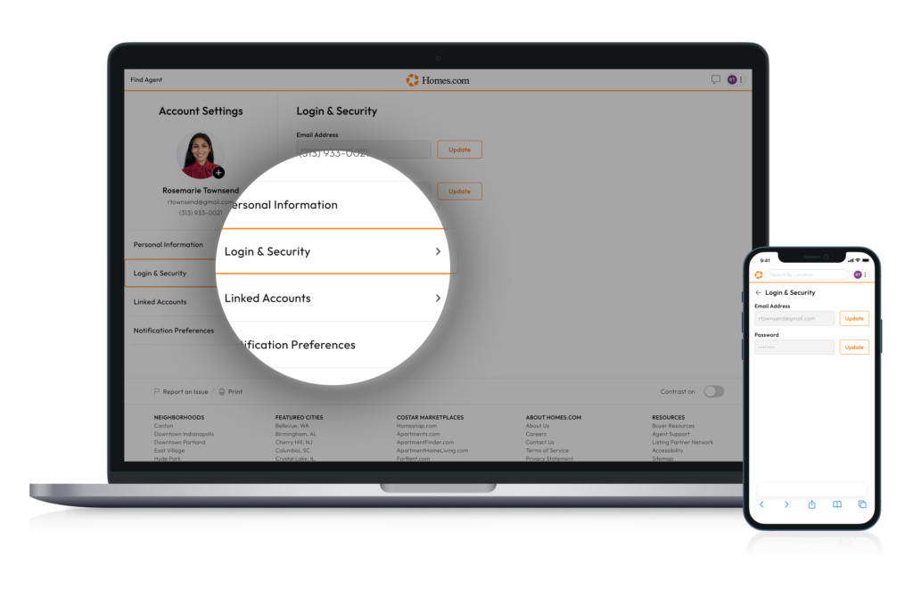 How Do I Update My Login & Security Information? – Homes.com Support